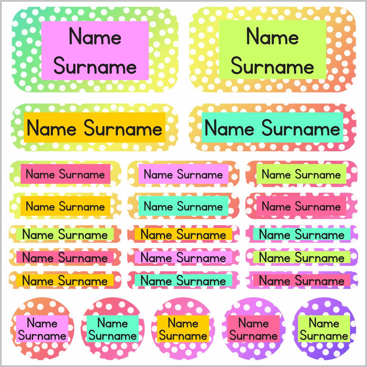 Rainbow Dots Labels – Stickit Designs