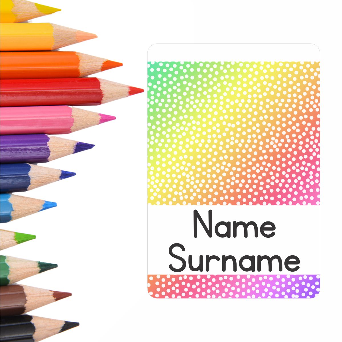Rainbow Dots Wrap-Around Pencil Labels – Stickit Designs