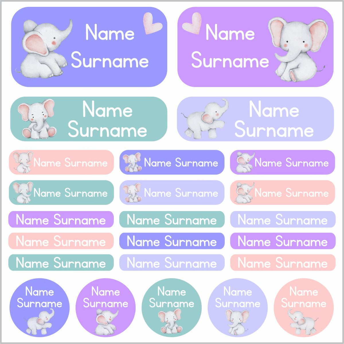 Baby Elephants Labels – Stickit Designs