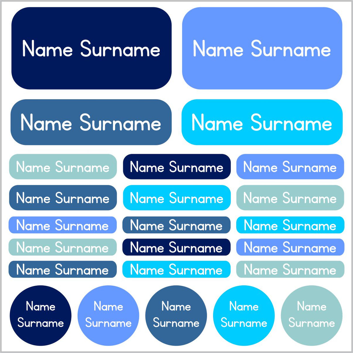 Shades of Blue Labels – Stickit Designs