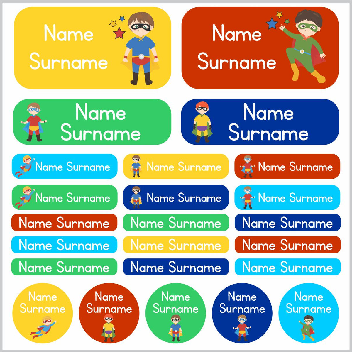 Superheroes Labels – Stickit Designs