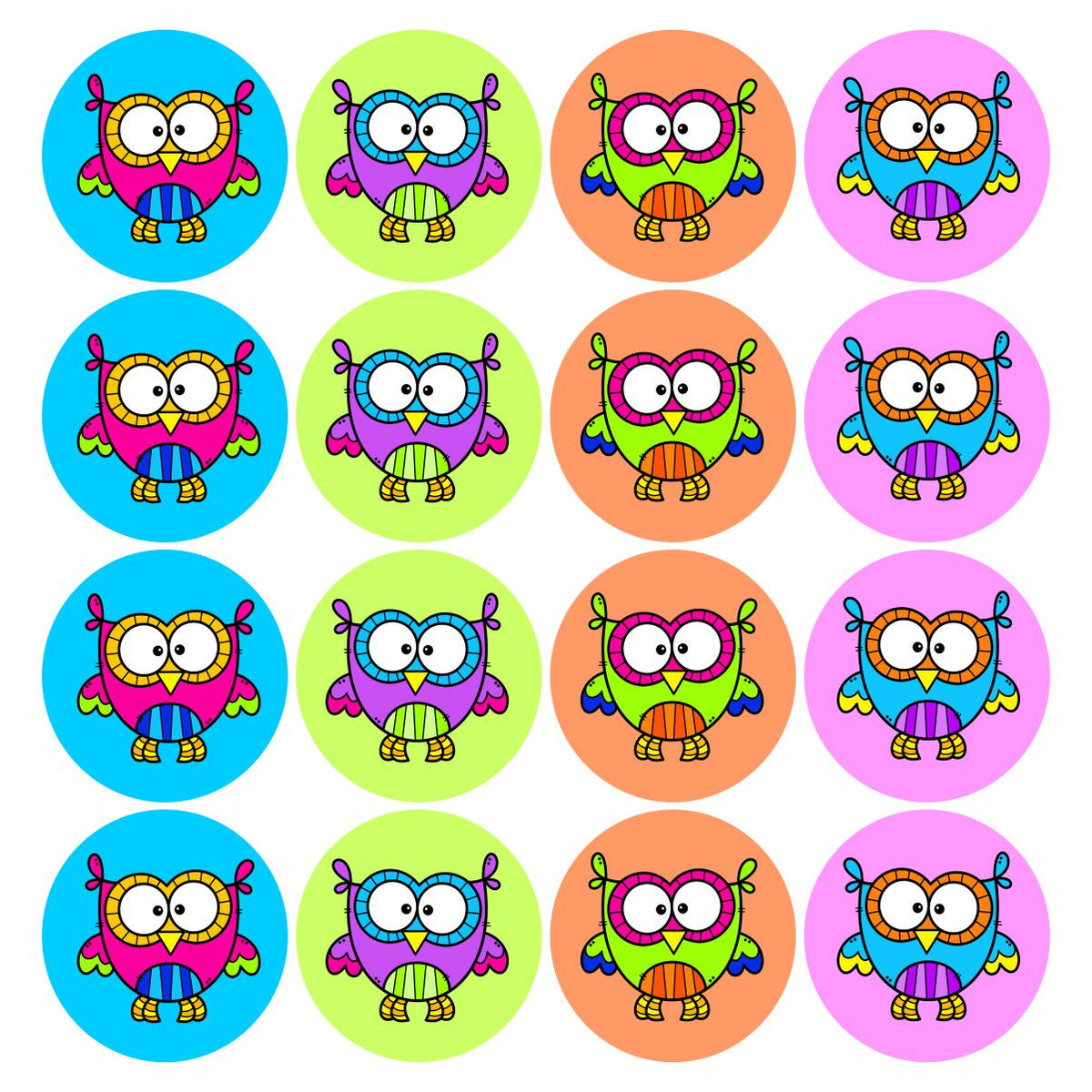Extra Large Bright Owl Stickers – Stickit Designs