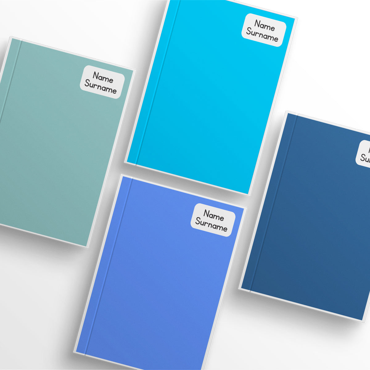 Shades of Blue Book Front Covers – Stickit Designs