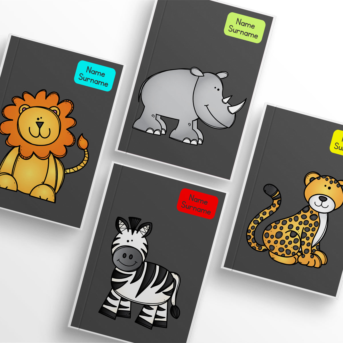 Boy Wild Animals Book Front Covers – Stickit Designs