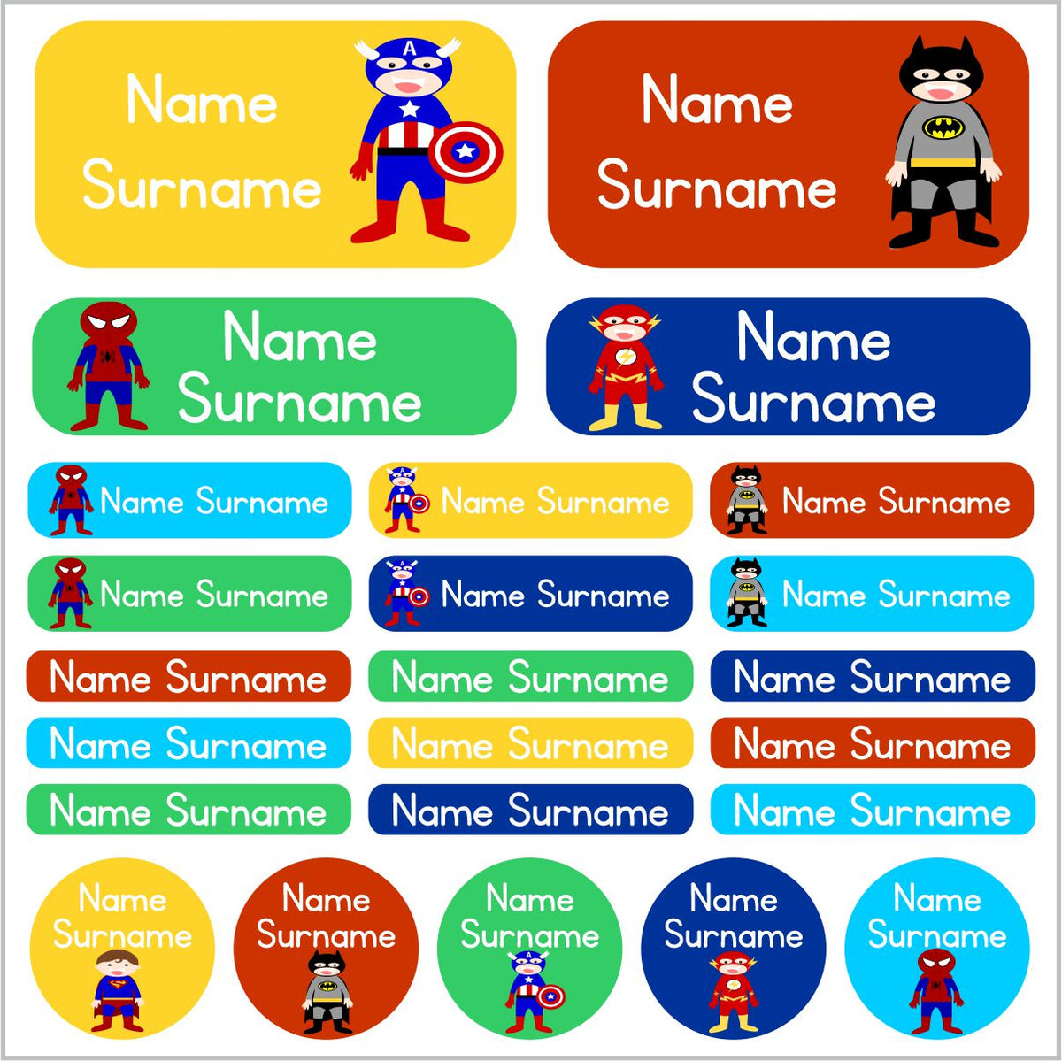 Superheroes Labels – Stickit Designs