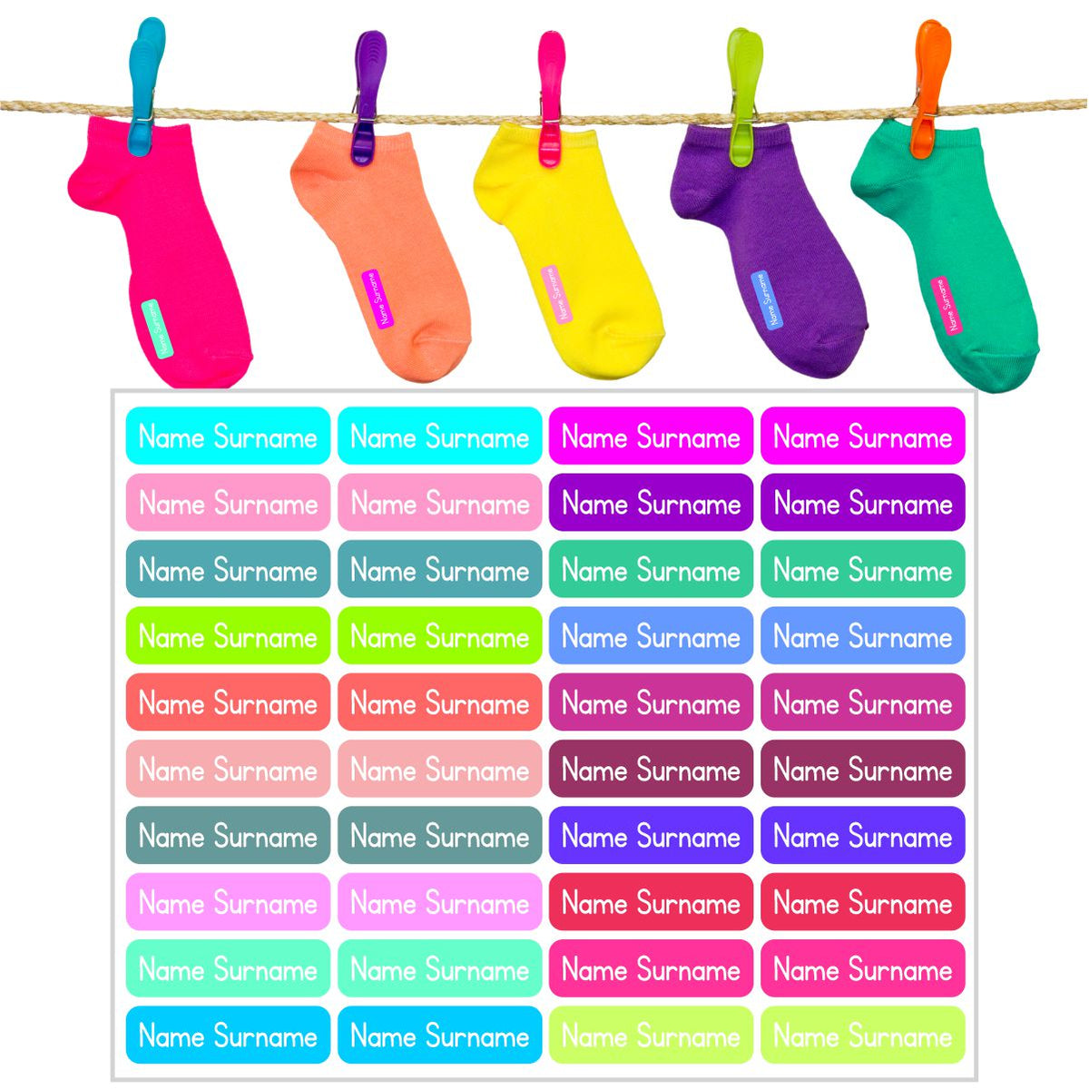 Girl Colours Iron-On Sock Labels – Stickit Designs